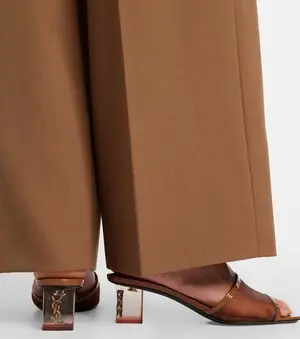 Saint Laurent Sip Leather-trimmed Mesh Mules