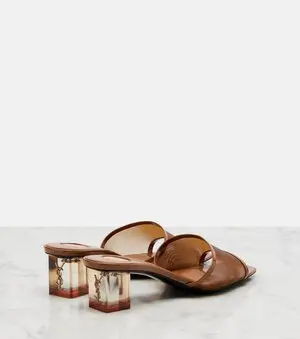 Saint Laurent Sip Leather-trimmed Mesh Mules