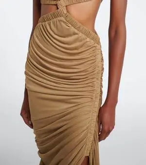 Christopher Esber Theia Cutout Draped Asymmetric Midi Dress