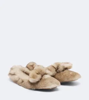 Zimmermann Carousel Shearling Ballet Flats - Beige