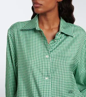 Loewe Double L Gingham Silk Twill Shirt - Green
