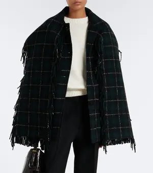 TOTEME Fringed Checked Wool-blend Coat