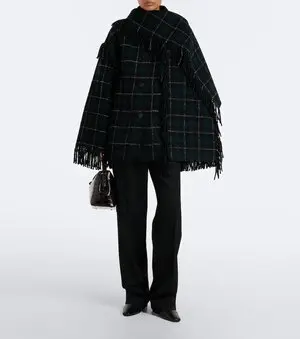 TOTEME Fringed Checked Wool-blend Coat