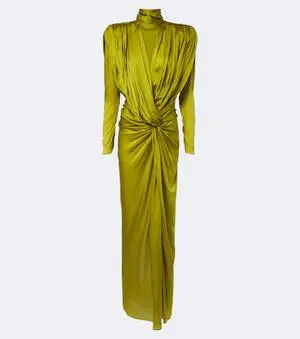 Balmain Draped Silk Satin Maxi Dress