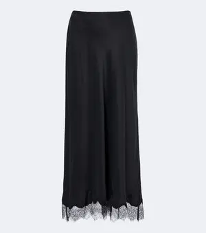 Velvet By Graham & Spencer Kristin Lace-trimmed Silk Maxi Skirt - Black
