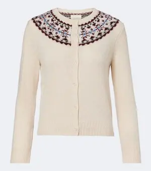 DÔEN Olympe Fair Isle Cashmere Cardigan - Beige