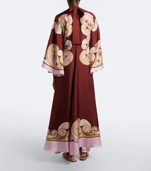 La DoubleJ Kells Swirl Silk Satin Maxi Dress