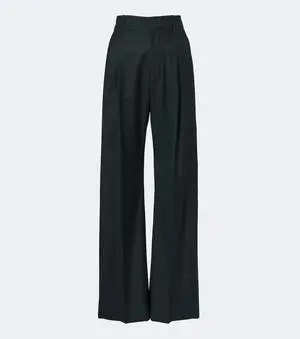 Victoria Beckham Ethel Virgin Wool Wide-leg Pants - Green