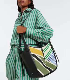 Loewe Hammock Flip Embroidered Striped Tote Bag