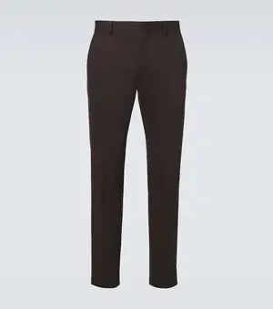 Zegna Cotton And Cashmere Slim Pants - Brown