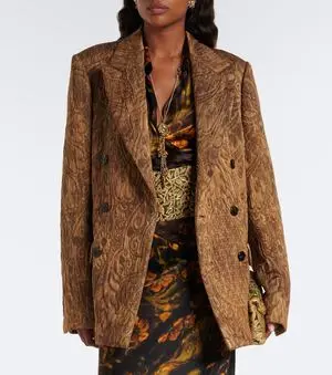 Dries Van Noten Draped Floral Silk Satin Wrap Top