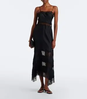 Ulla Johnson Coco Lace-trimmed Silk Twill Midi Dress