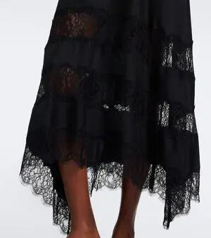 Ulla Johnson Coco Lace-trimmed Silk Twill Midi Dress