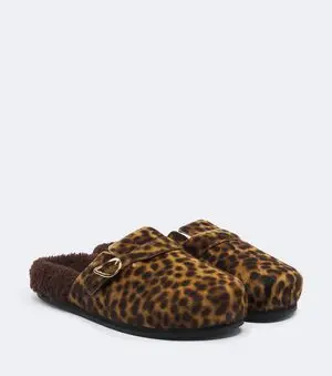 ANCIENT GREEK SANDALS Vasilitsa Shearling-trimmed Calf Hair Clogs