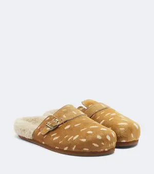 ANCIENT GREEK SANDALS Vasilitsa Shearling-trimmed Calf Hair Clogs - Brown