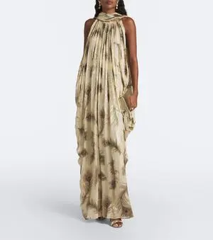 Zimmermann Ascent Burnout Printed Silk Halterneck Gown