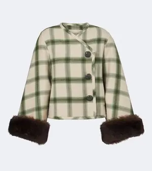 Valentino Garavani Plaid Shearling-trimmed Virgin Wool Jacket