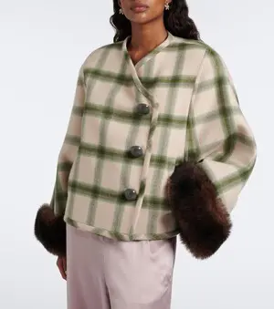 Valentino Garavani Plaid Shearling-trimmed Virgin Wool Jacket