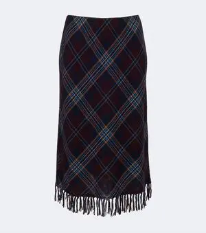 DÔEN Elowette Fringed Plaid Midi Skirt