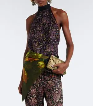 Dries Van Noten Floral Silk Halterneck Top