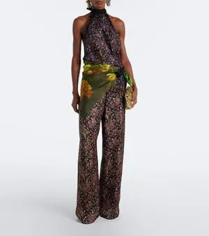 Dries Van Noten Floral Silk Halterneck Top