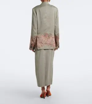Dries Van Noten Embroidered Linen And Cotton-blend Midi Skirt