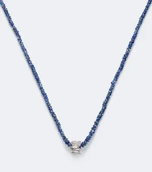 SUZANNE KALAN Infinite 18kt White Beaded Necklace With Sapphires And Diamonds