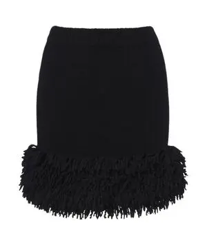Loewe Fringed Wool-blend Miniskirt - Black