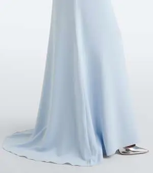 Costarellos Brona Embellished Lace-paneled Crêpe Gown