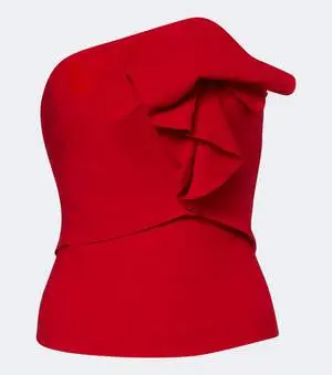 Roland Mouret Ruffled Wool And Silk Cady Corset - Red