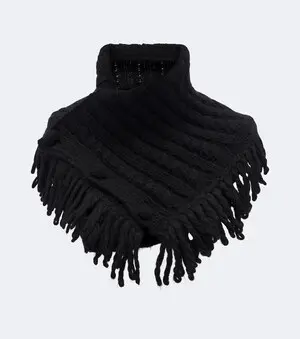 Moncler Fringed Alpaca And Wool-blend Snood - Black