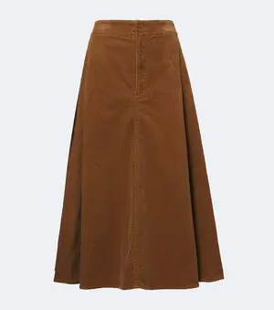 Polo Ralph Lauren Cotton Corduroy Midi Skirt - Brown