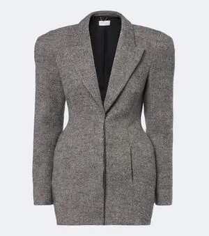 Magda Butrym Herringbone Wool-blend Blazer Dress - Grey