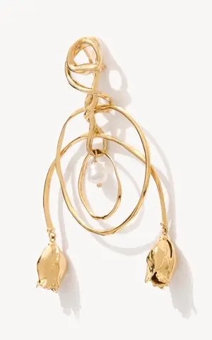 Chloé Floral-embellished Brass Drop Earrings