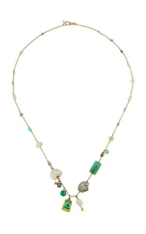 TEN THOUSAND THINGS 18k Green Gold Pearl And Emerald Charm Necklace - Multi