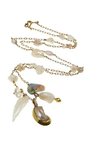 TEN THOUSAND THINGS 18k Green Gold Pearl And Opal Charm Necklace