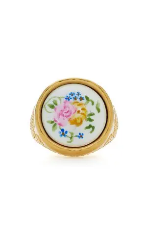 Chloé Enamel Brass Signet Ring - Pink