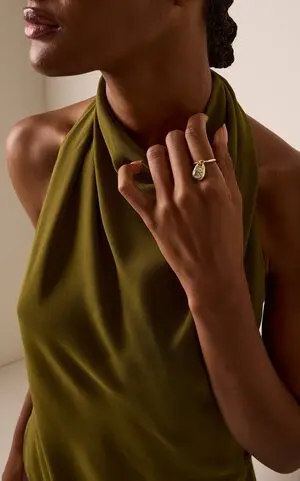 TEN THOUSAND THINGS 18k Green Diamond Locket Ring