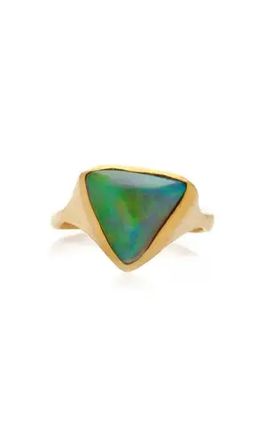 TEN THOUSAND THINGS 22k Yellow Gold Triangular Opal Pyramid Ring - Blue