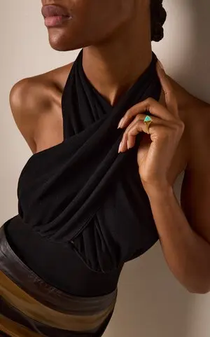 TEN THOUSAND THINGS 22k Yellow Gold Triangular Opal Pyramid Ring