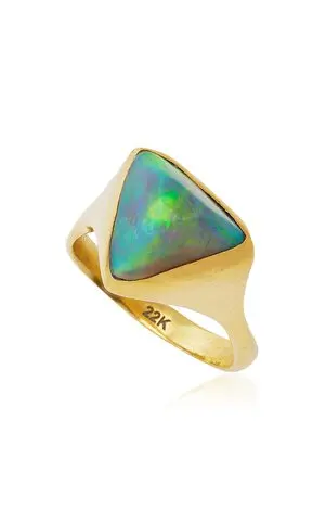 TEN THOUSAND THINGS 22k Yellow Gold Triangular Opal Pyramid Ring