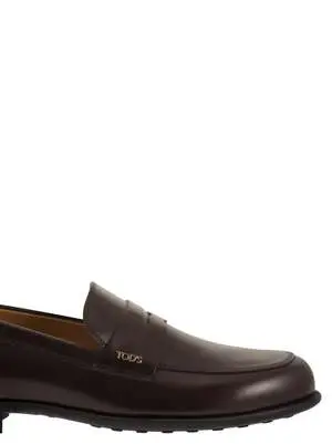 TOD'S Calfskin Leather Loafers With Logo Detail - Red