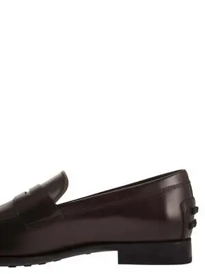 TOD'S Calfskin Leather Loafers With Logo Detail - Red