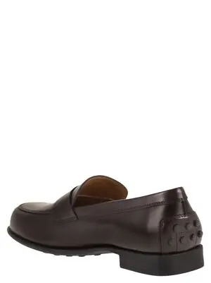 TOD'S Calfskin Leather Loafers With Logo Detail