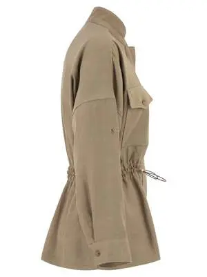 FAY Overshirt In Viscose And Washed Linen - Cream