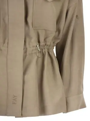 FAY Overshirt In Viscose And Washed Linen - Cream