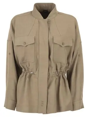 FAY Fay Women Overshirt In Viscose And Washed Linen