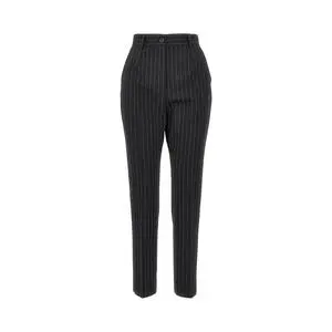 Dolce & Gabbana Pinstriped Stretch Wool Pants - Black