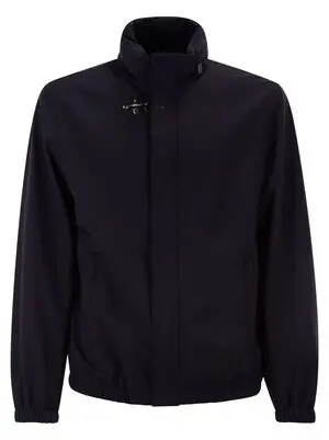 FAY Short Travel Bomber Jacket In Stretch Nylon - Blue
