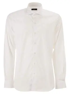 FAY Regular Fit Shirt In Stretch Poplin - White